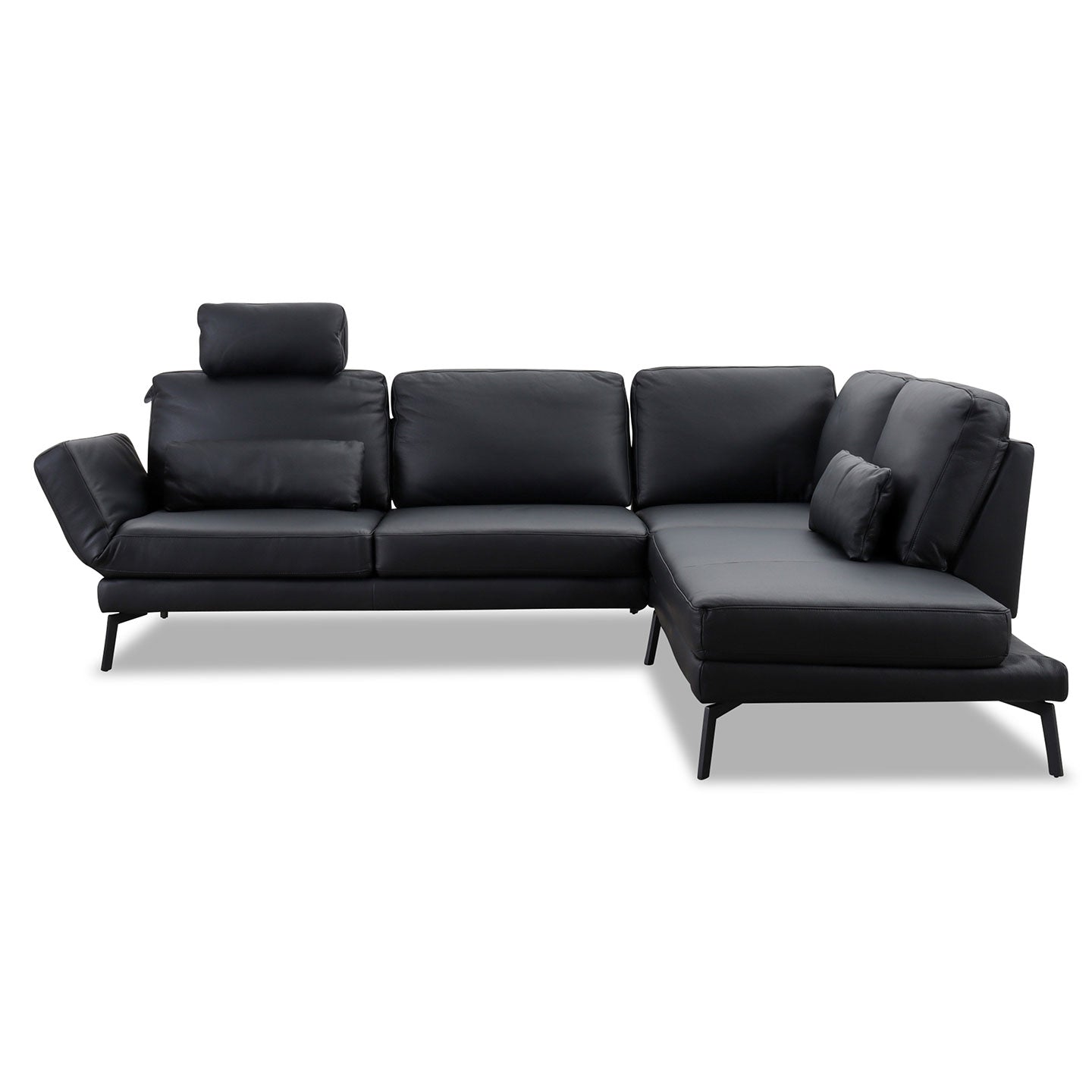 Ecksofa Twister Polstermöbel aus schwarzem Leder – Sitzdesign